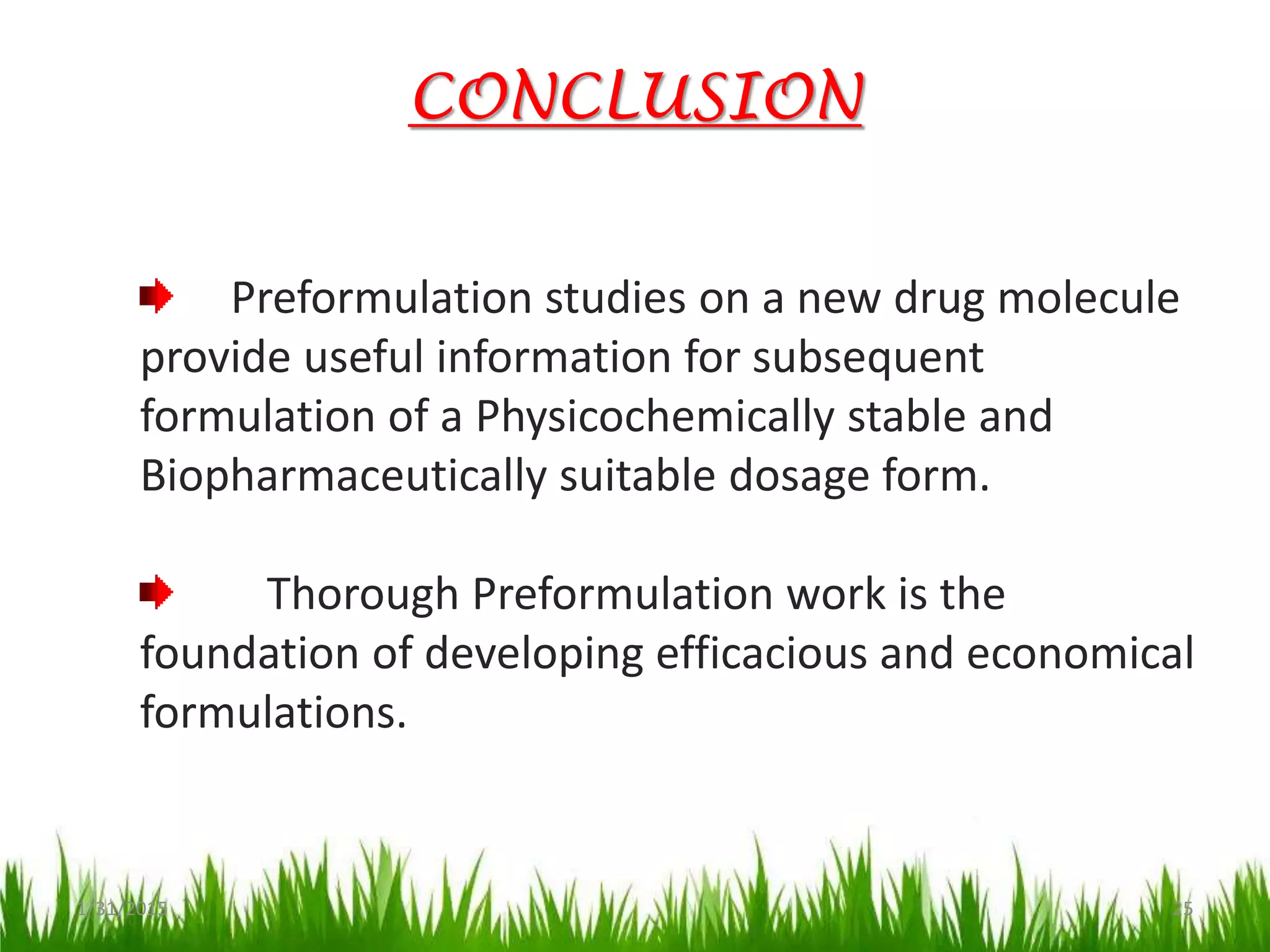 preformulation | PPTX | Pharmaceutical Drugs | Medical Health