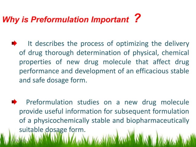preformulation | PPTX | Pharmaceutical Drugs | Medical Health