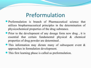 Preformulation | PPT