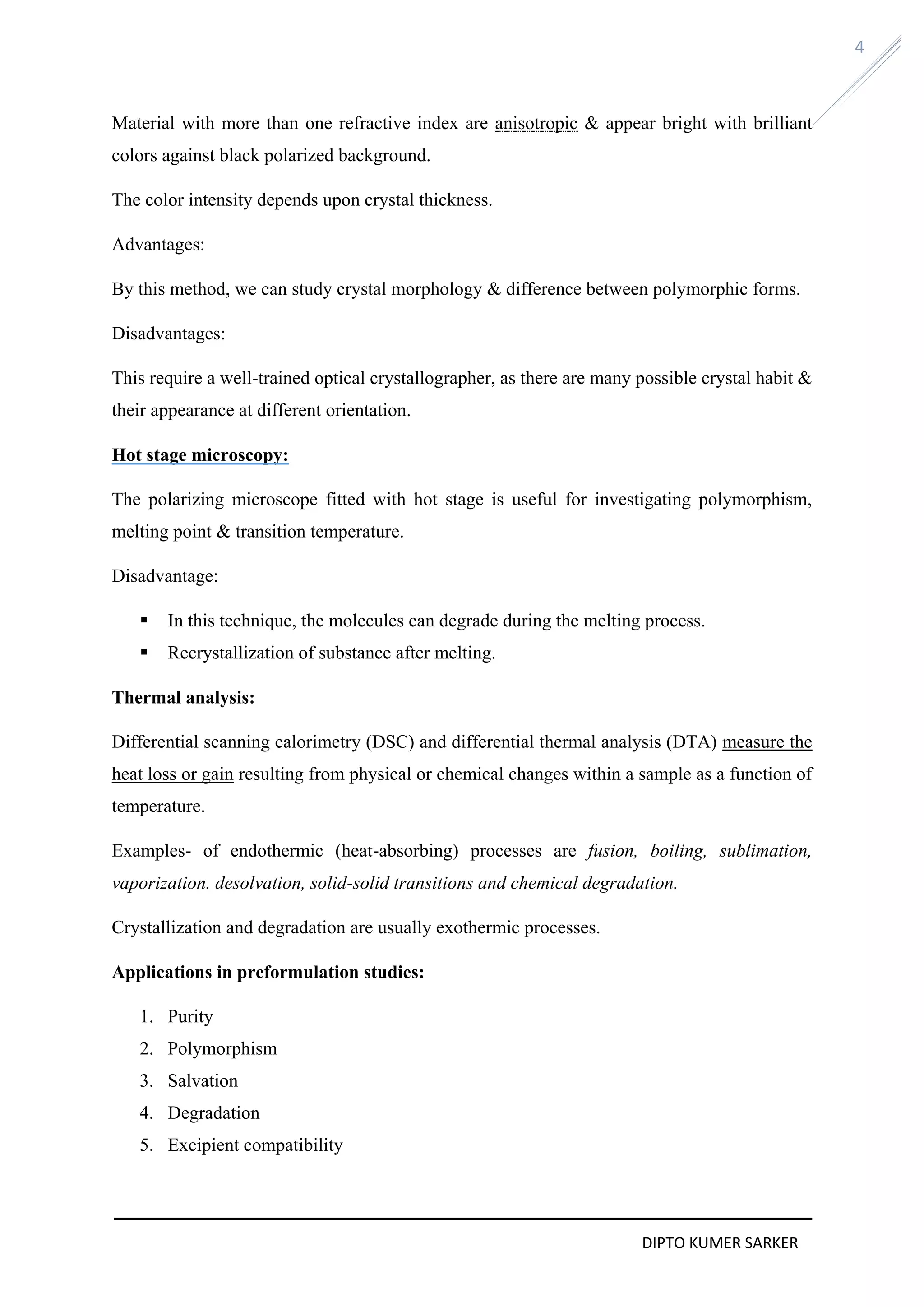 A short note on Preformulation Studies | PDF