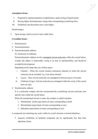 A short note on Preformulation Studies | PDF