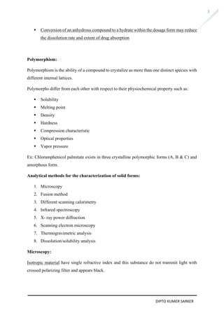 A short note on Preformulation Studies | PDF