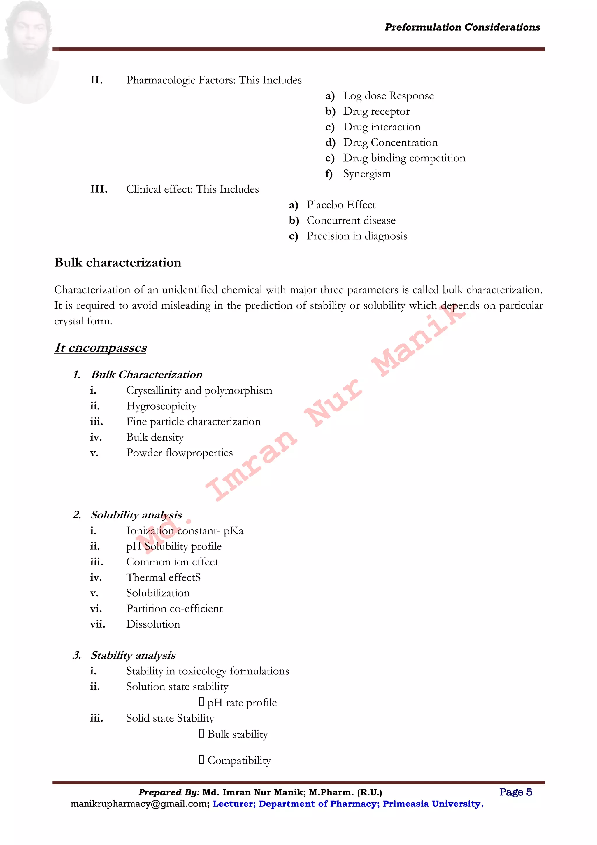 Preformulation Considerations MANIK | PDF