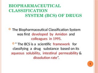 Biopharmaceutical classification system (BCS) of drugs ||Industrial ...