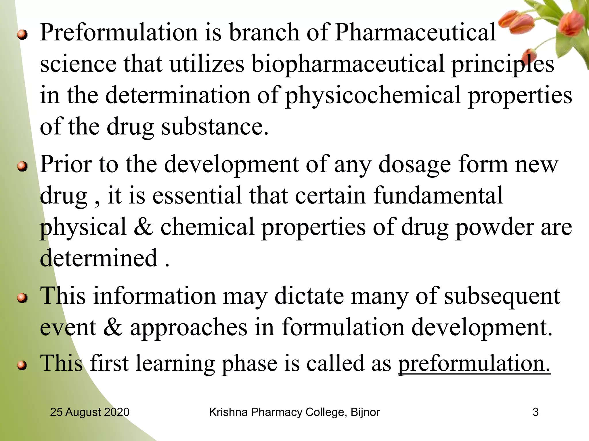 Preformulation studies(unit 1) | PPTX