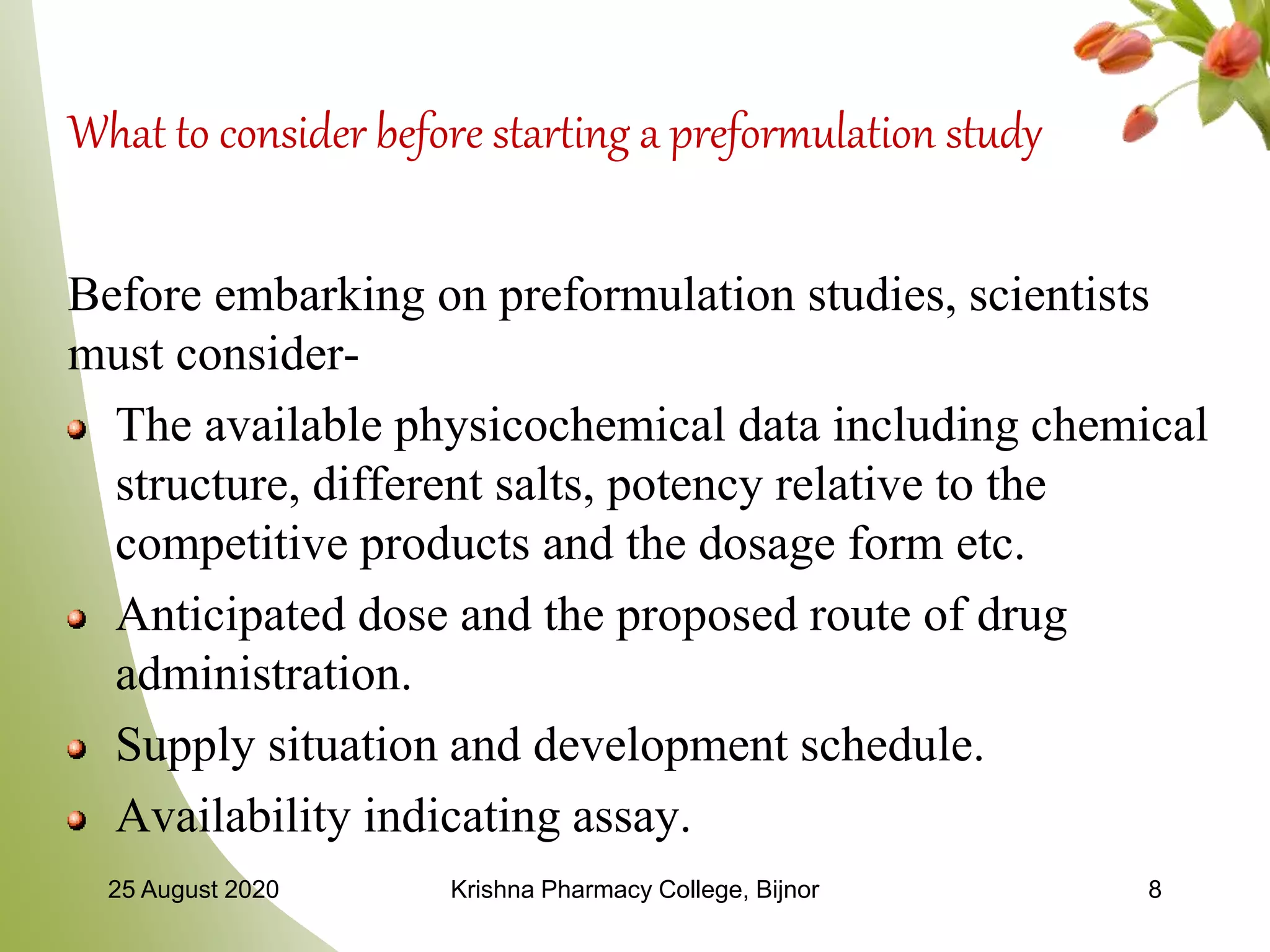 Preformulation studies(unit 1) | PPTX