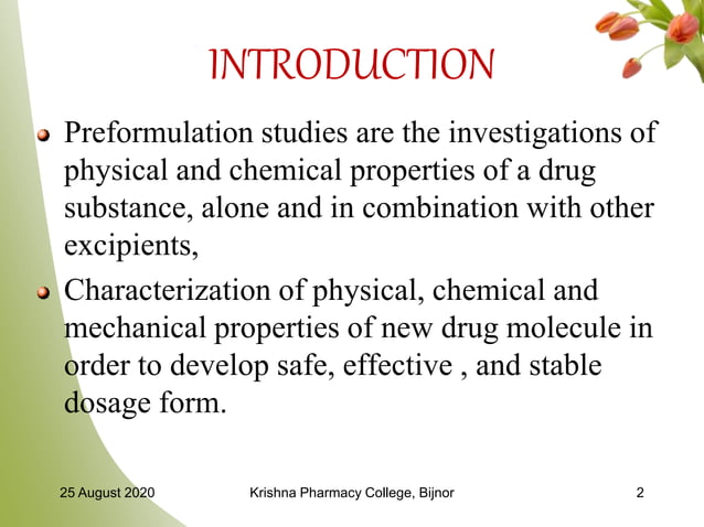 Preformulation studies(unit 1) | PPTX