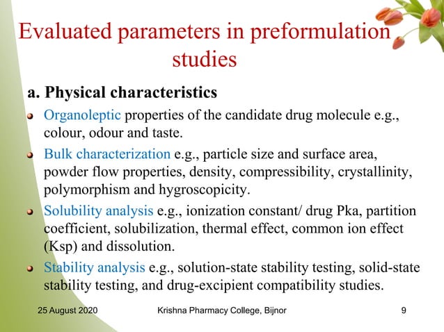 Preformulation studies(unit 1) | PPTX