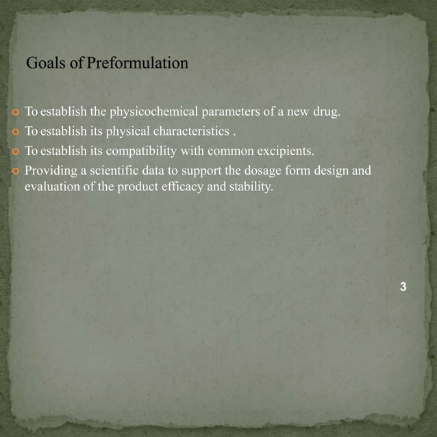 Preformulation study ppt | PPTX | Chemistry | Science
