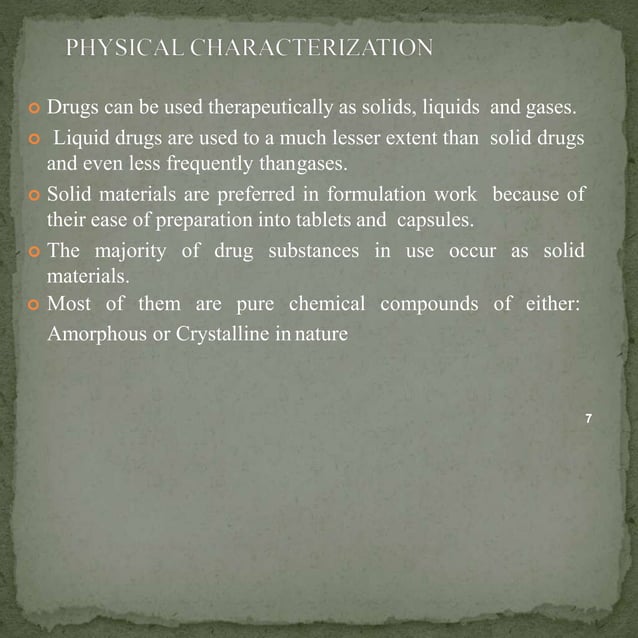 Preformulation study ppt | PPTX | Chemistry | Science