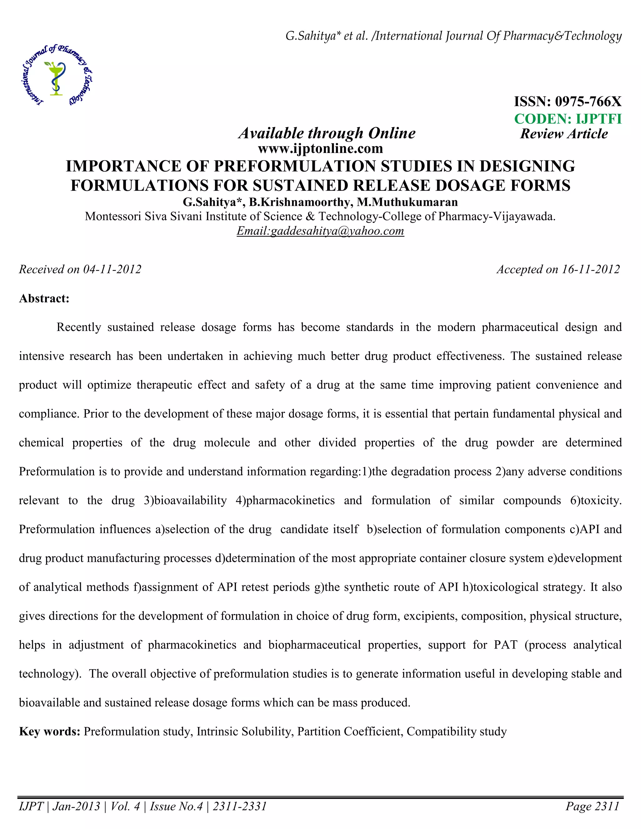 Pre formulaton | PDF