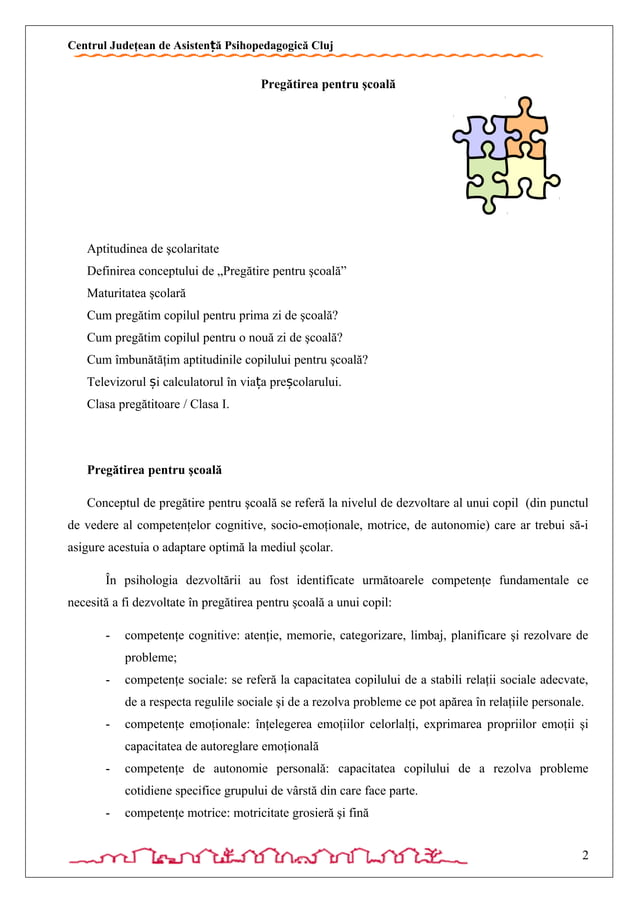 Pregatirea pentru scoala material informativ pentru educatoare | PDF