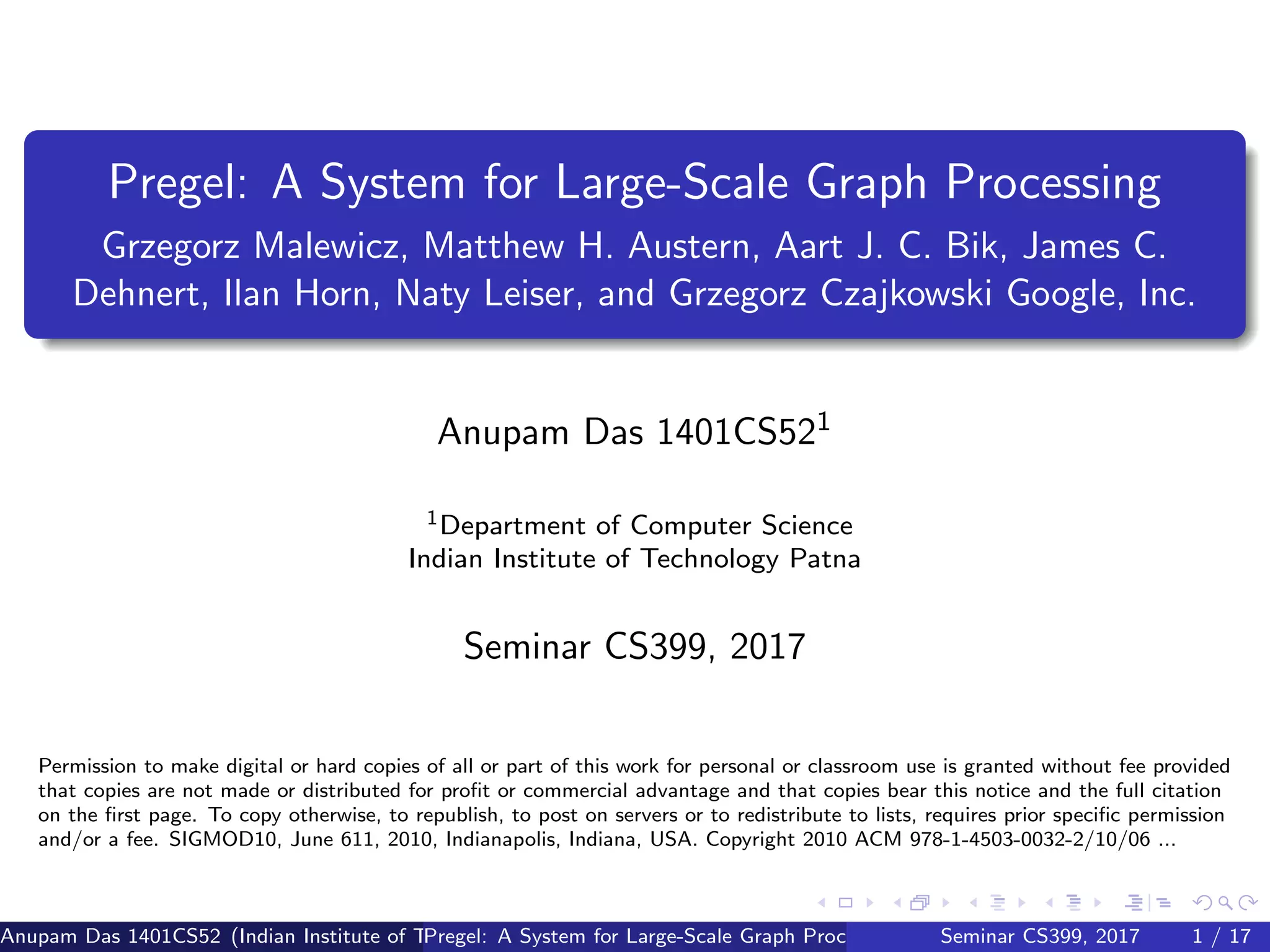 Pregel A System For Large Scale Graph Processing Ppt