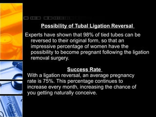 Pregnancy after tubal ligation reversal | PPT