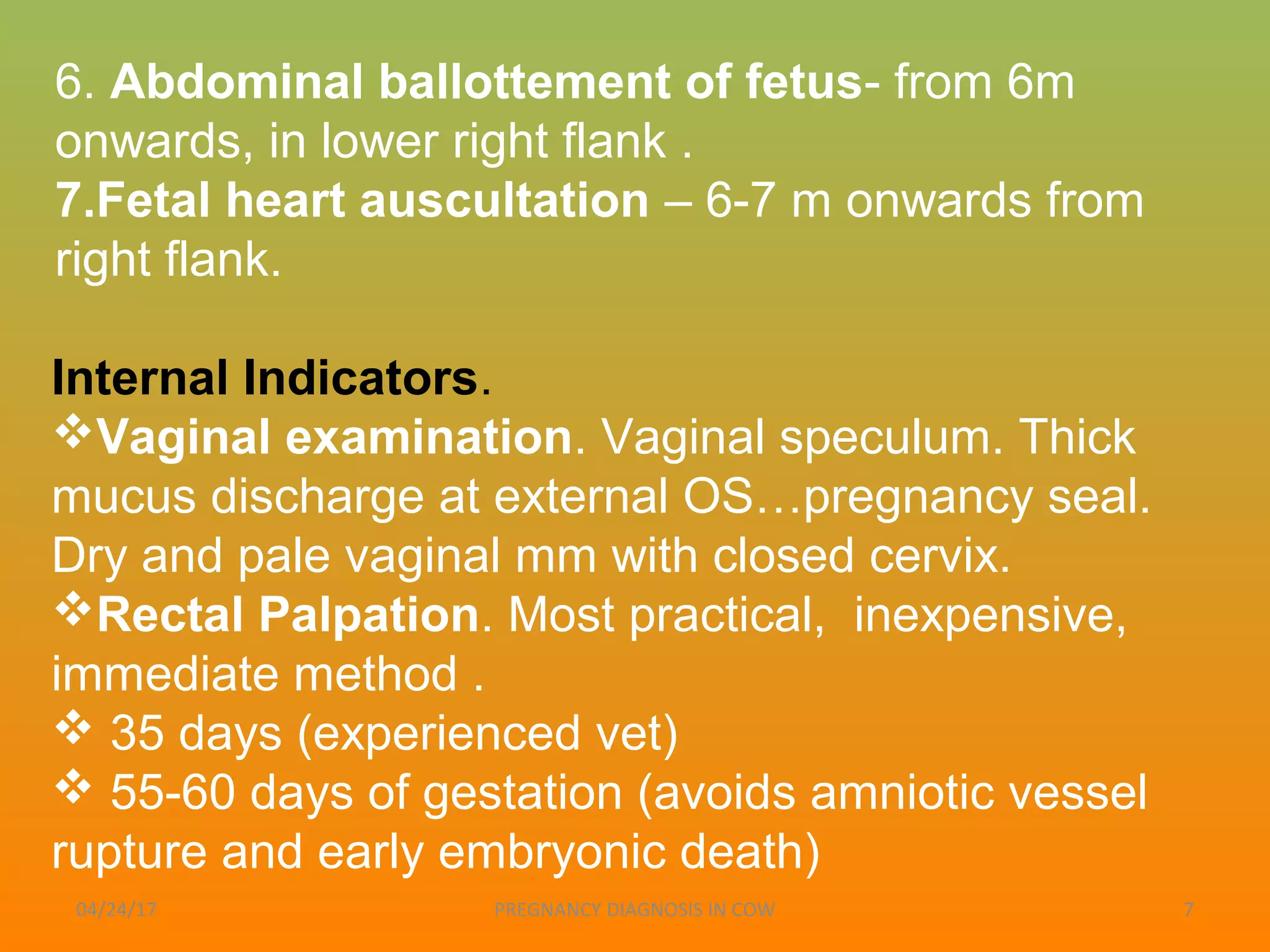 Pregnancy diagnosis in cow lecture 6 | PPT