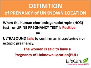 PREGNANCY OF UNKNOWN LOCATION DR. SHARDA JAIN DR. JYOTI AGARWAL DR ...