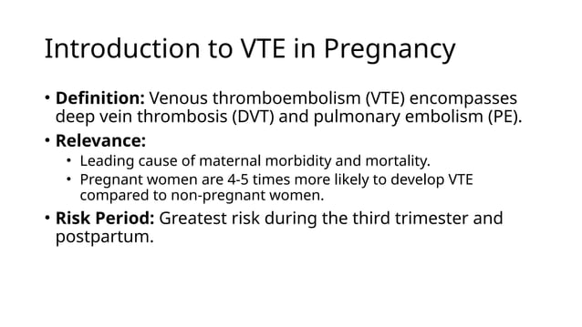 Pregnancy venous thromboembolism basic approach to management | PPT