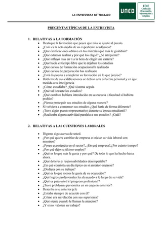 12 Preguntas Tpicas De Una Entrevista De Trabajo En