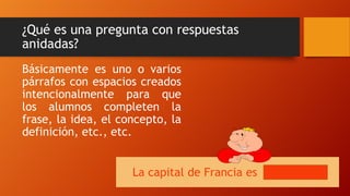Preguntas con respuestas anidadas en moodle | PPTX