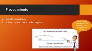 Preguntas con respuestas anidadas en moodle | PPTX