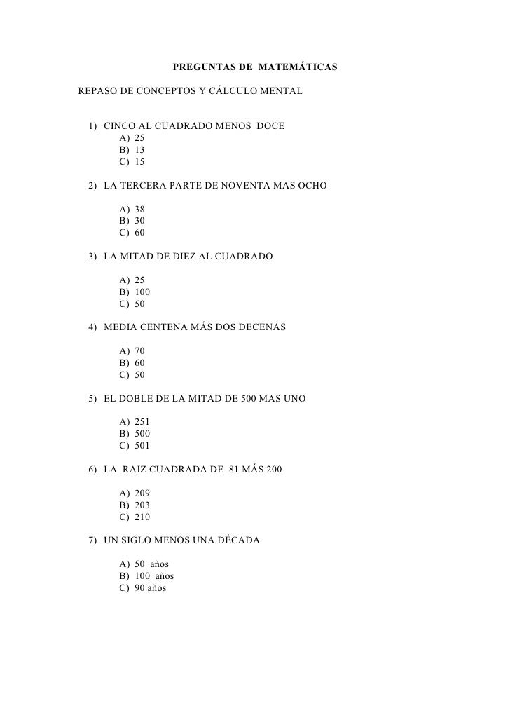Preguntas de matemáticas para blogs