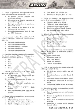 Preguntas de ortografía UNMSM 2016 | DOCX