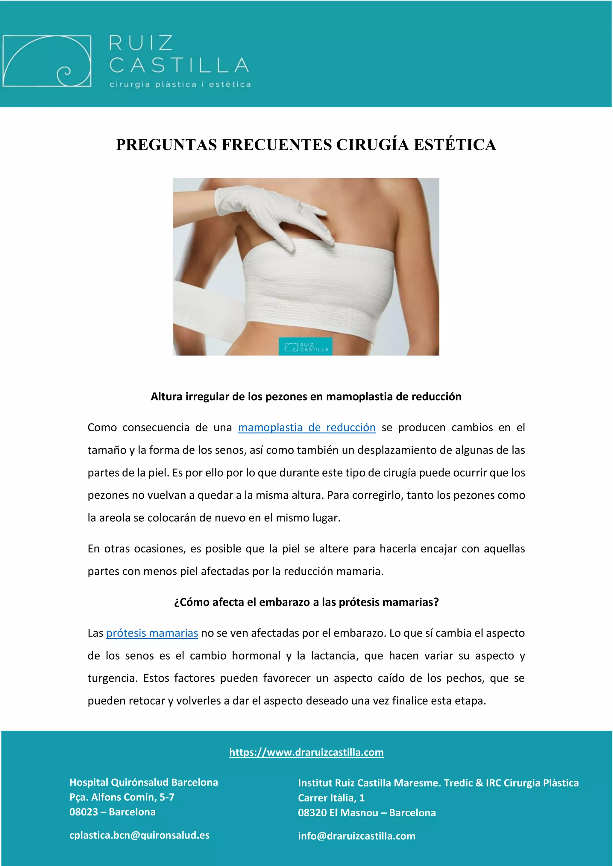 PREGUNTAS FRECUENTES CIRUGÍA ESTÉTICA - CIRUGÍA DE PECHO | PDF