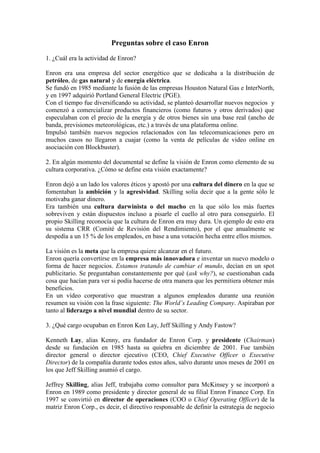 Respuestas al caso Enron | PDF