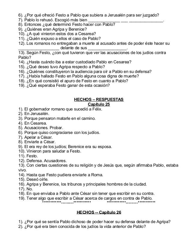 Preguntas y respuestas del libro de los hechos Preguntas y respuestas del libro de los hechos