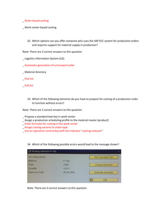 Preguntas y respuestas examen de SAP PP | DOC