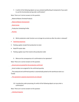 Preguntas y respuestas examen de SAP PP | DOC