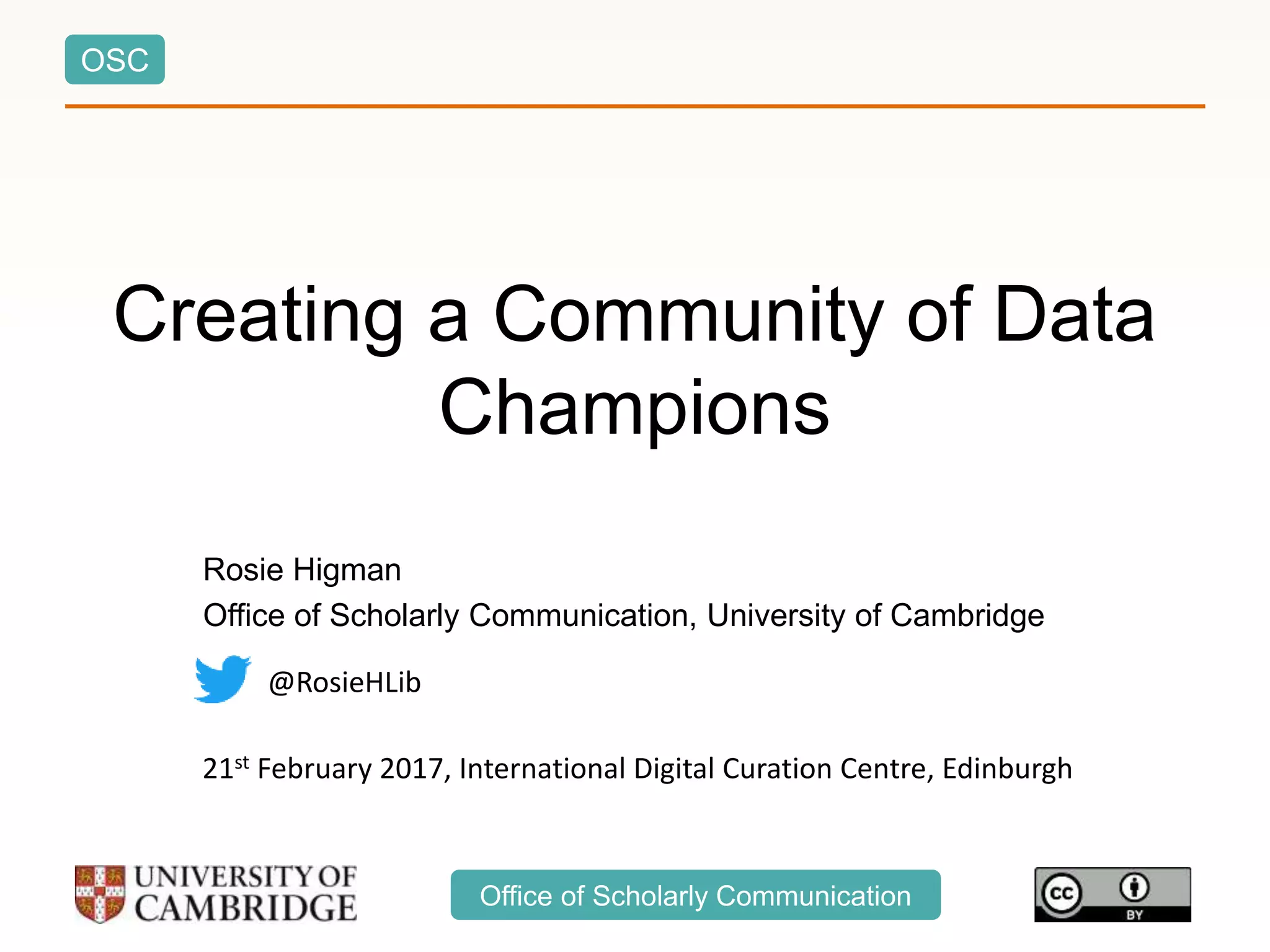 Creating a Community of Data Champions | PPT