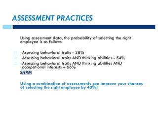 PRE-EMPLOYMENT ASSESSMENT and Assessment for Promotion | PPT