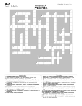 Prehistoria crucigrama | PDF