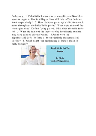 Prehistory 1. Paleolithic humans were nomadic, and Neolithic human.docx