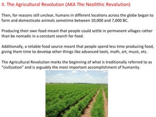 Prehistory and the Earliest Civilizations | PPT | Agriculture | Industries