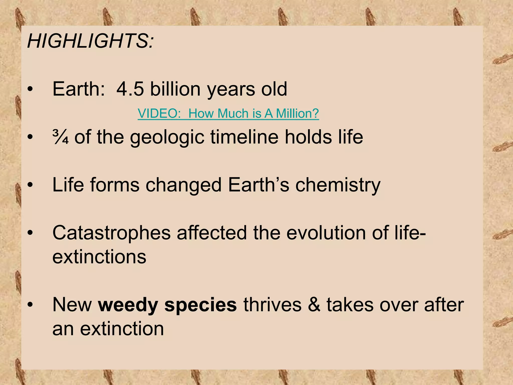 Prehistory 1: Geologic Timeline- Notes on the geologic & life history ...