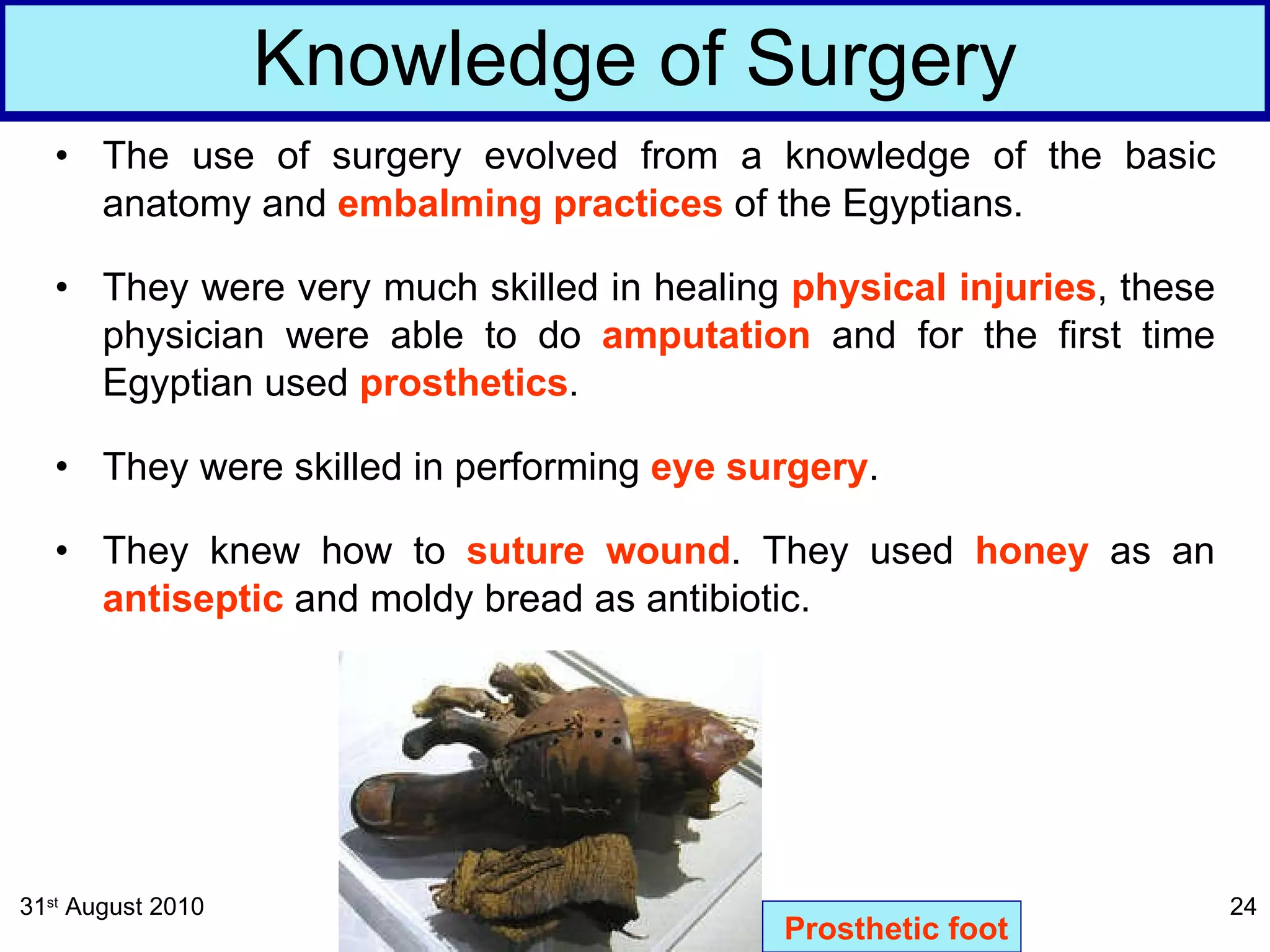 History of Medicine (Prehistoric_egyptian_greek) | PPT