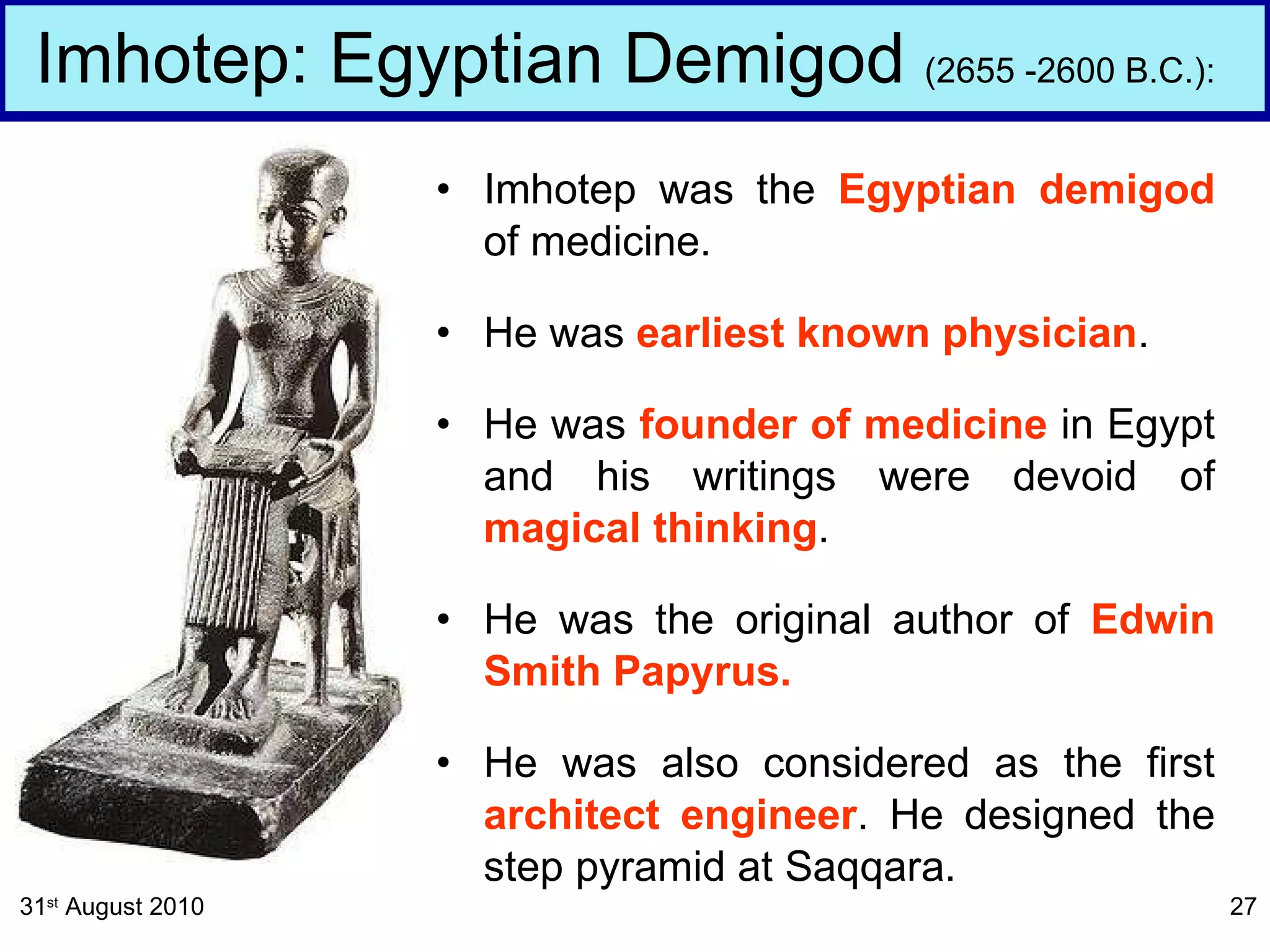 History of Medicine (Prehistoric_egyptian_greek) | PPT