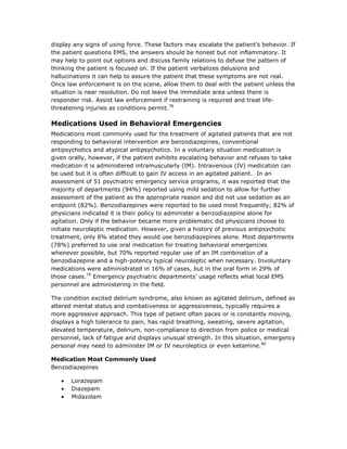 Prehospital behavioral emergencies Psychiatry EMS treatment | PDF