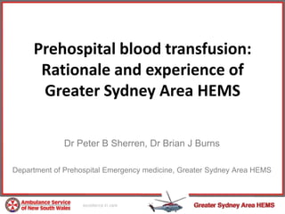 Prehospital blood transfusion | PPTX