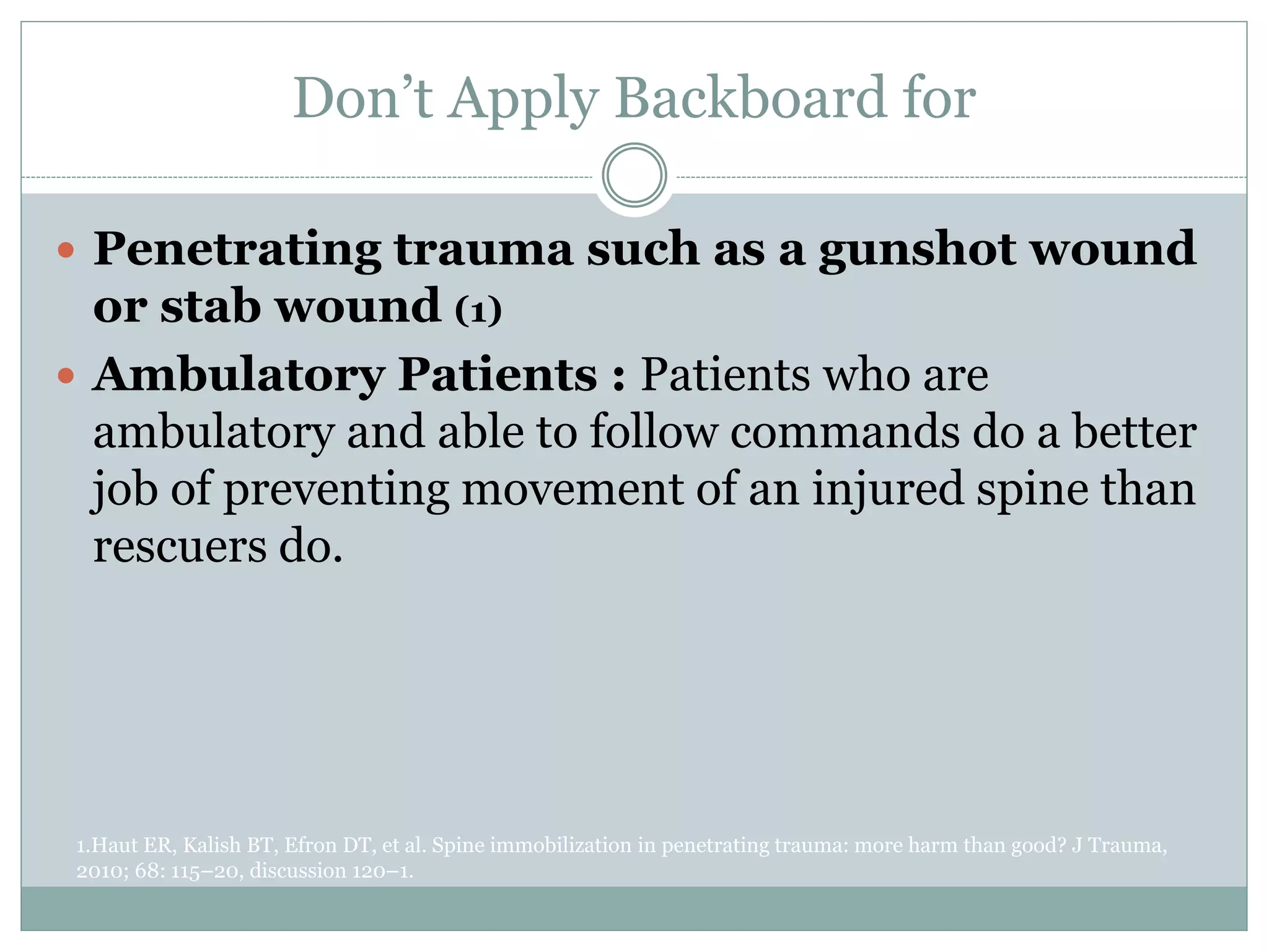 Prehospital spinal immobilization | PPTX