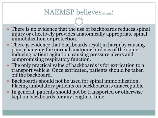 Prehospital spinal immobilization | PPTX | First Aid | Injuries