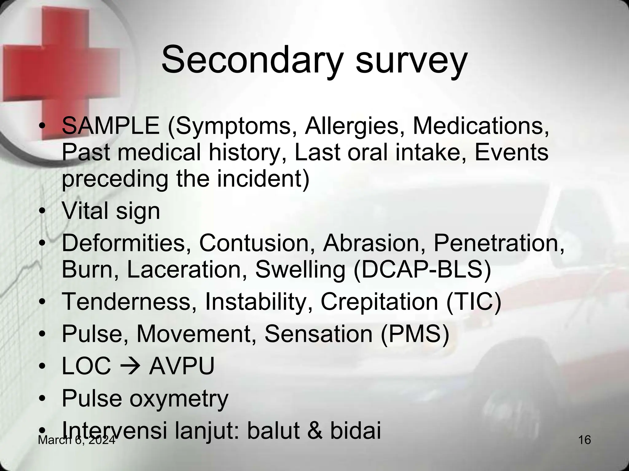 Pre Hospital Trauma for Paramedics Team.ppt