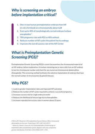 Preimplantation genetic screening & diagnosis brochures | PDF