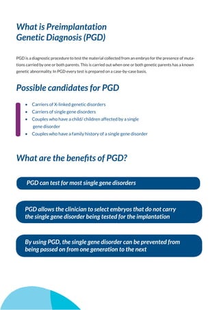 Preimplantation genetic screening & diagnosis brochures | PDF