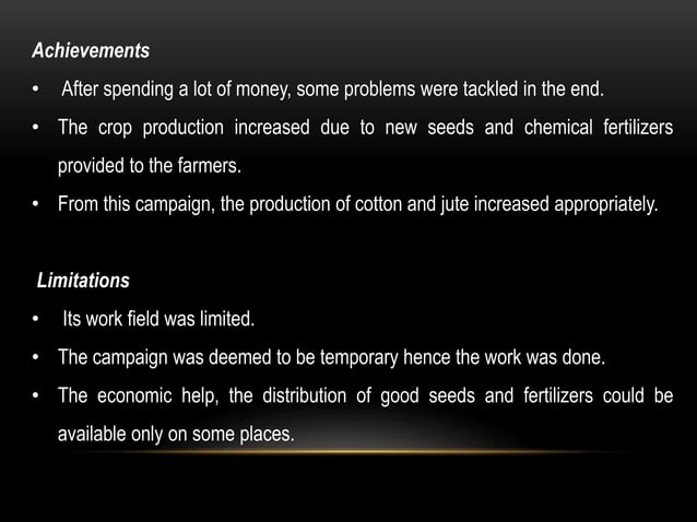 Pre-Independence Programs | PPTX | Agriculture | Industries