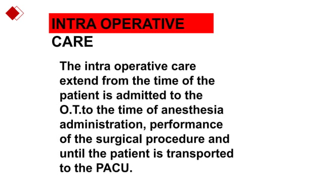 Pre, intra and post operative care | PPTX