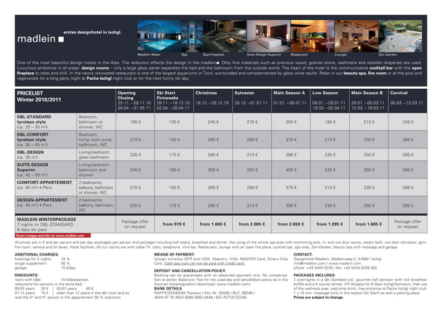 Rates Design Hotel Madlein in Tyrol | PPT