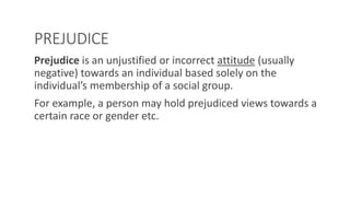 prejudice and discrimination seminar presentation | PPT